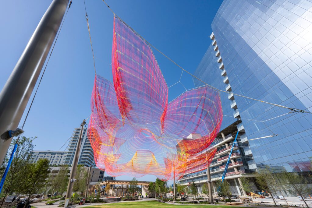 Hanging 'Butterfly Rest Stop' art sculpture weighing 3,400 lbs. is main ...